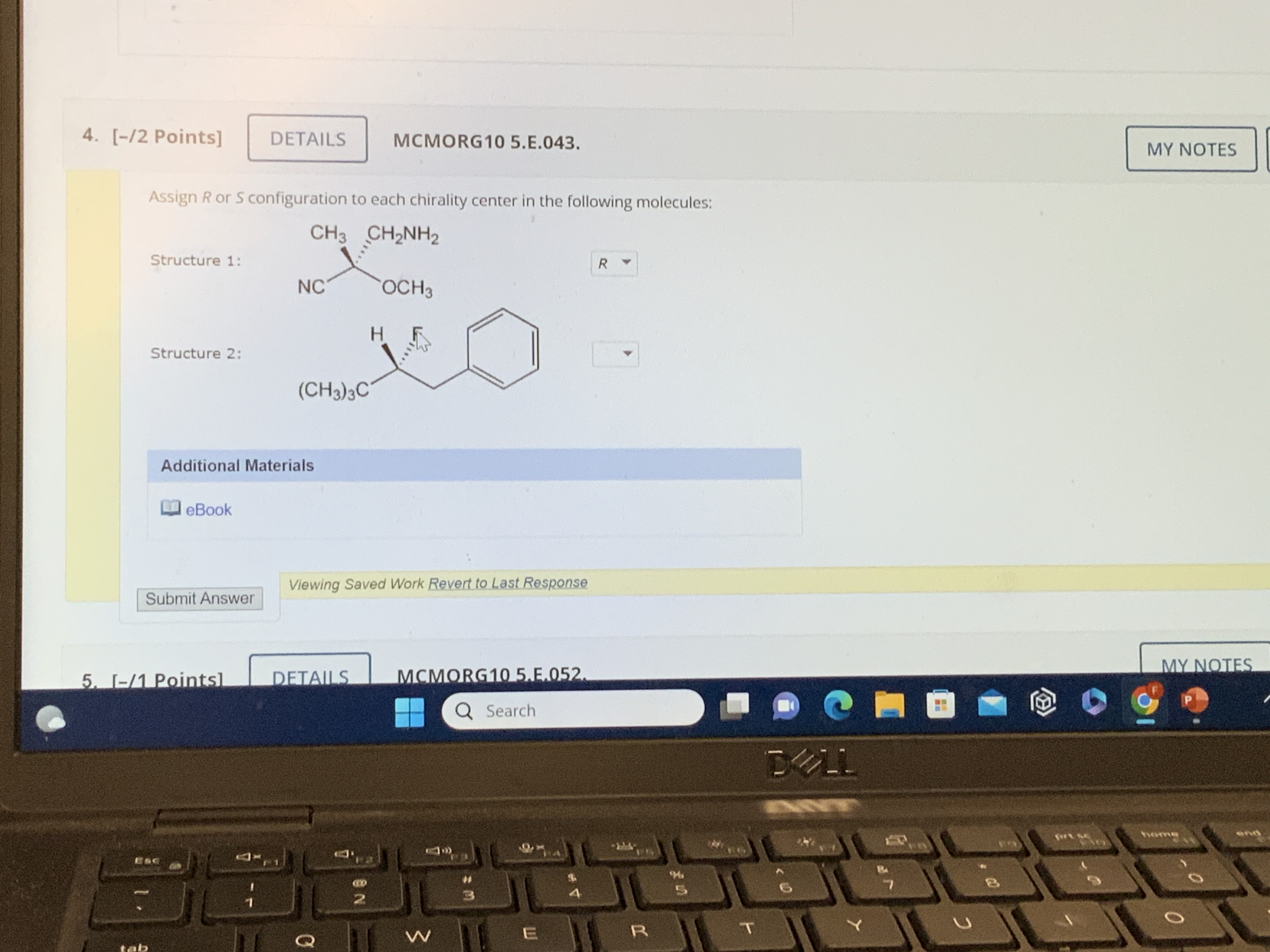 Solved eBook 4. [-//2 Points] MCMORG10 5.E.043. Assign R or | Chegg.com