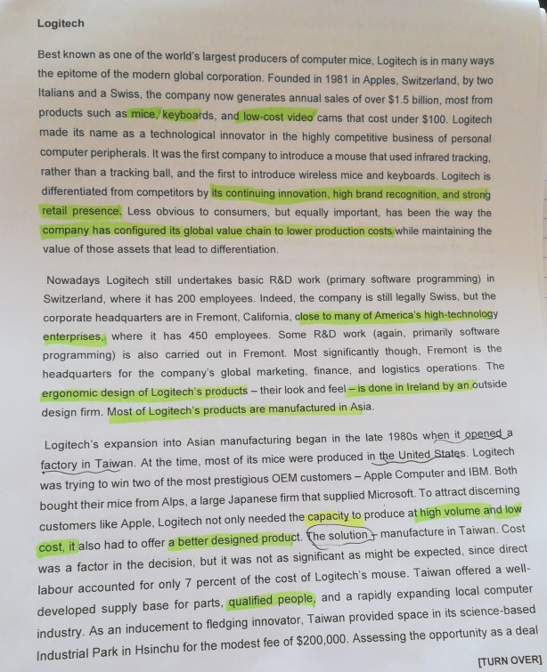 Solved Read the case Logitech below and answer the following | Chegg.com