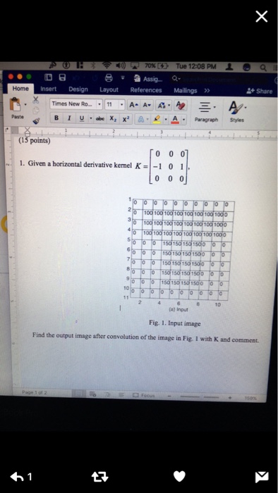Solved Given a horizontal derivative kernel K = [0 0 0 -1 0 | Chegg.com