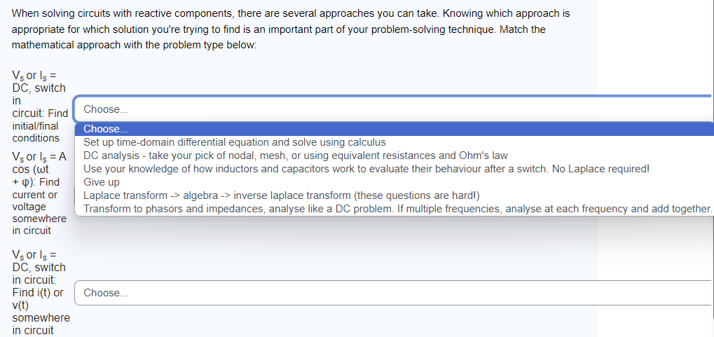 Solved When solving circuits with reactive components, there | Chegg.com