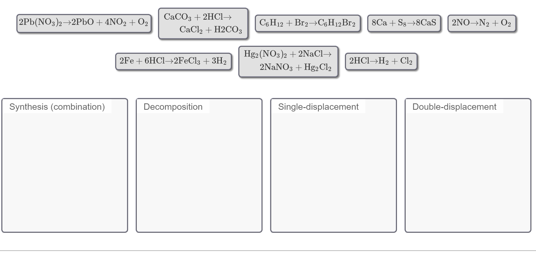 Solved Classify the following reactions as synthesis, | Chegg.com