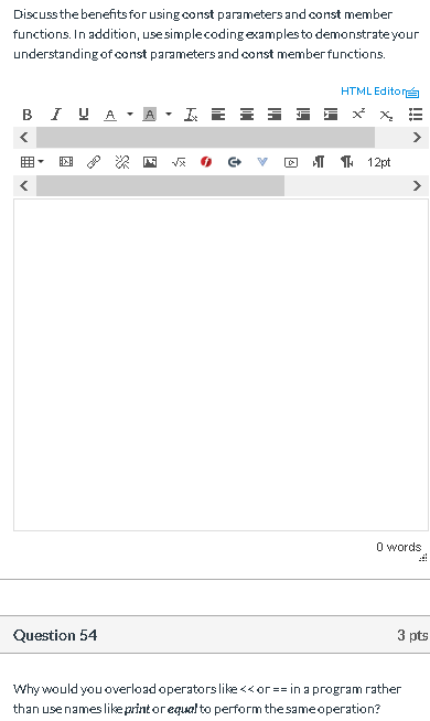 Solved Discuss the benefits for using const parameters and | Chegg.com