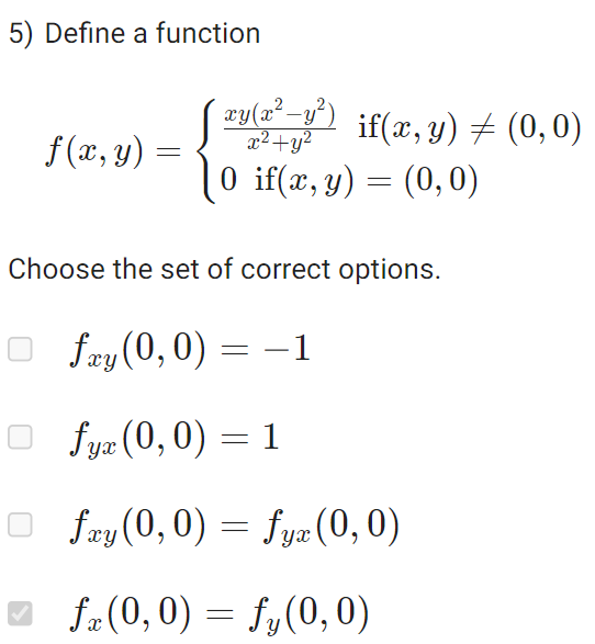 Solved 5) Define a function f(x,y)={x2+y2xy(x2−y2) if | Chegg.com