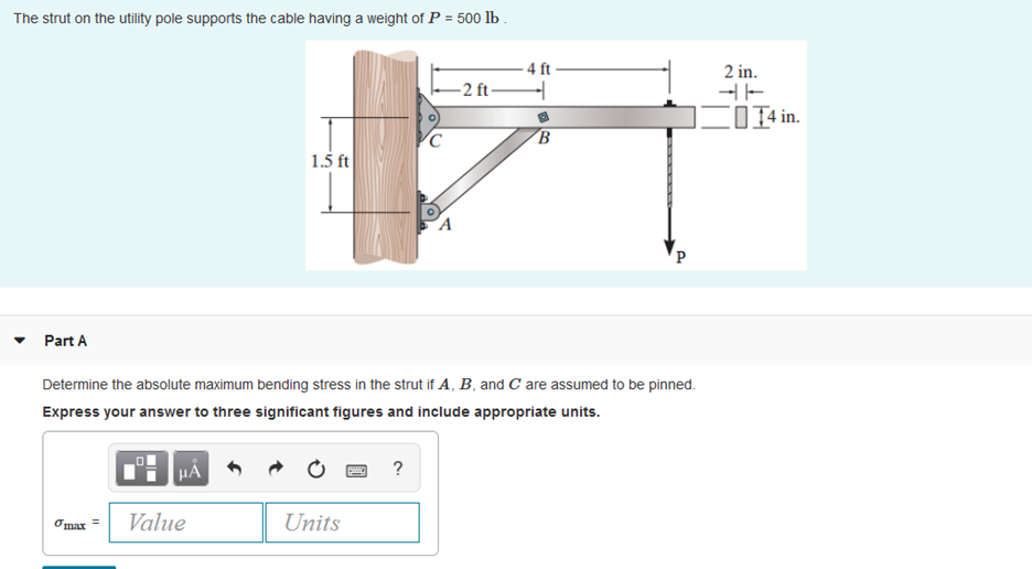 Solved The strut on the utility pole supports the cable | Chegg.com