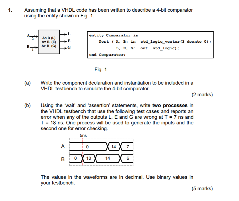 Solved 1. Assuming that a VHDL code has been written to | Chegg.com