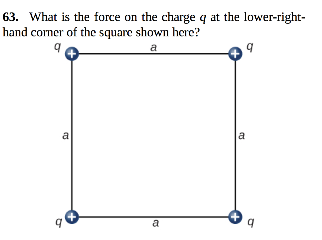 Solved 63. What is the force on the charge q at the | Chegg.com