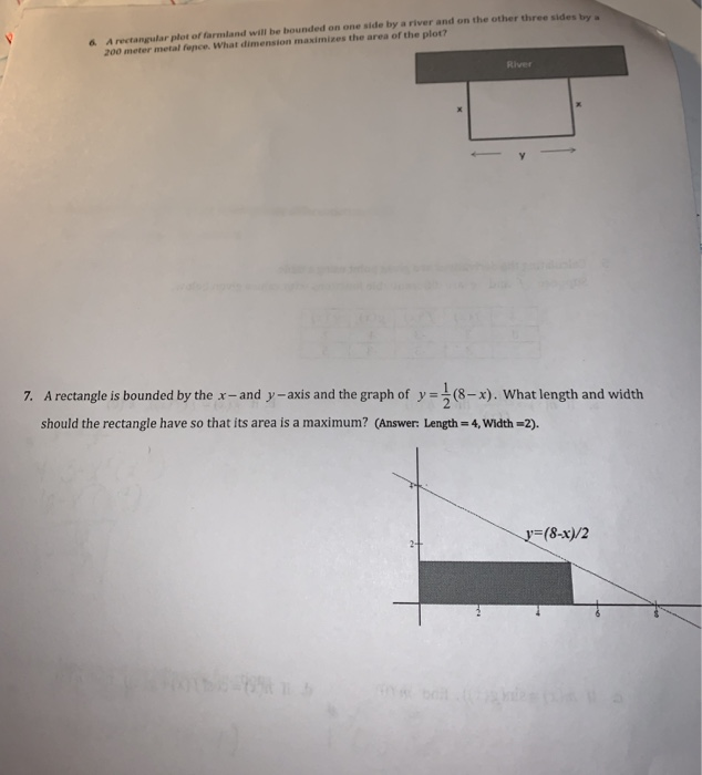 Solved A rectangular plot of farmland will be bounded on one | Chegg.com