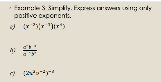 Solved - Example 3: Simplify. Express answers using only | Chegg.com