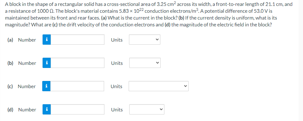 Solved A block in the shape of a rectangular solid has a | Chegg.com