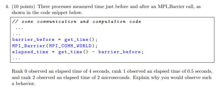 Solved 4. (10 points) Three processes measured time just | Chegg.com