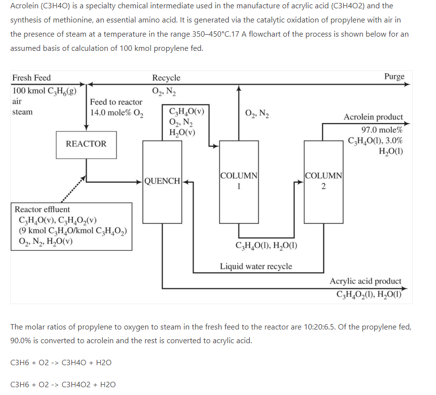 Solved Acrolein ( C3H4O) is a specialty chemical | Chegg.com