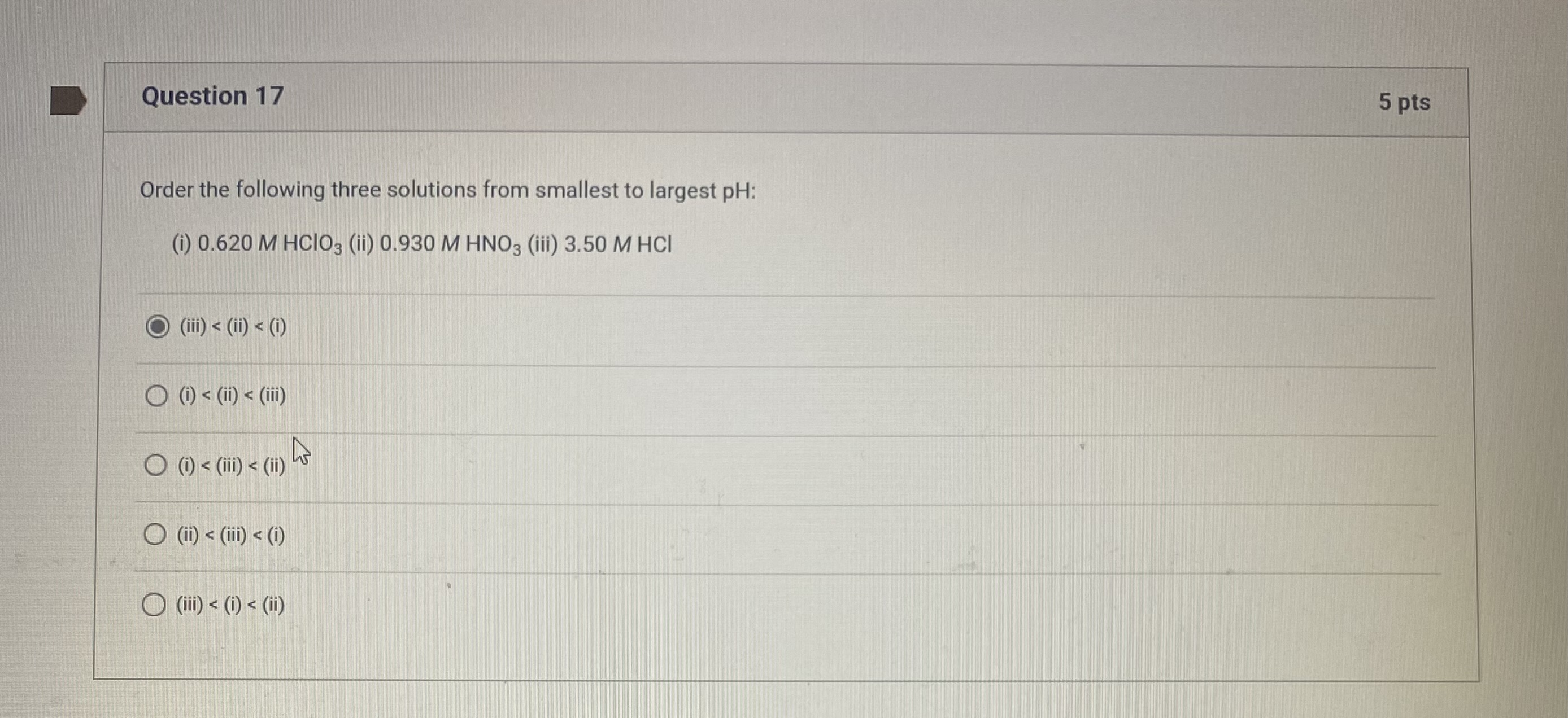 Solved Order the following three solutions from smallest to | Chegg.com