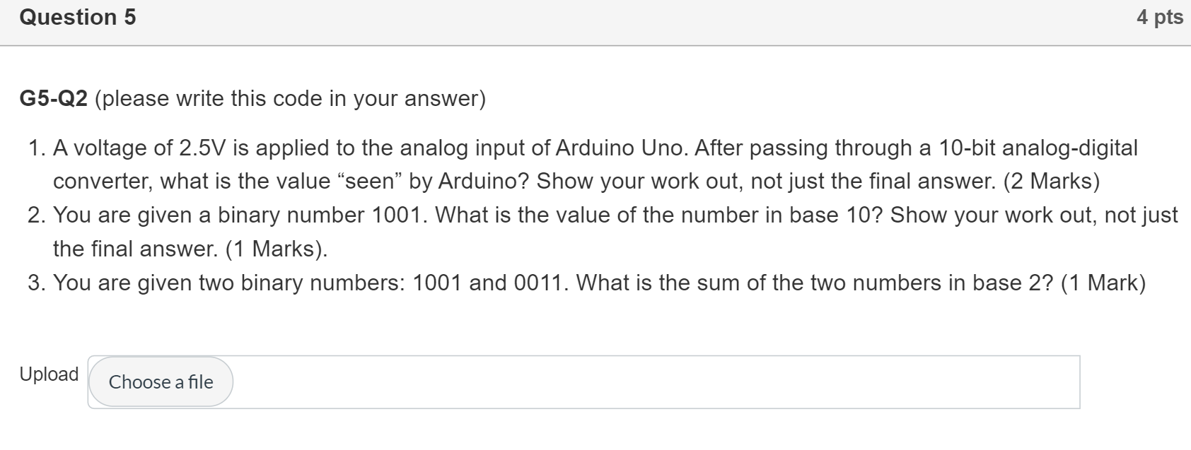 Solved Question 5 4 pts G5-Q2 (please write this code in | Chegg.com