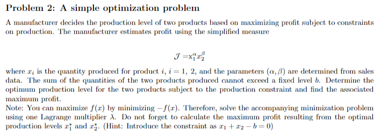Solved Problem 2: A simple optimization problem A | Chegg.com