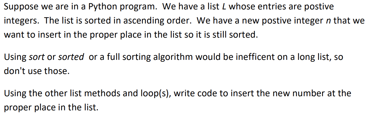 Solved Suppose we are in a Python program. We have a list L | Chegg.com