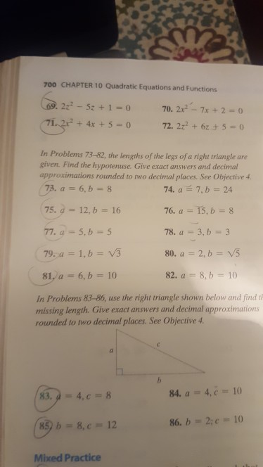 Solved 700 CHAPTER 10 Quadratic Equations and Functions 70. | Chegg.com