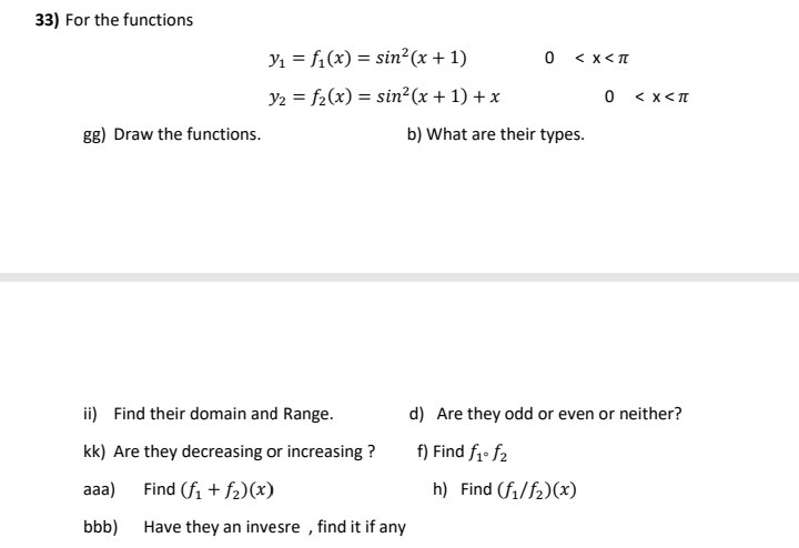 Solved 33) For the functions