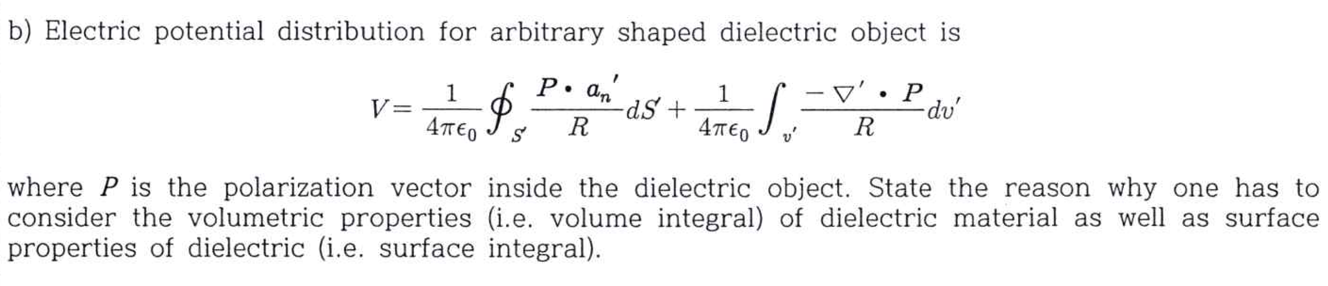 Solved b) Electric potential distribution for arbitrary | Chegg.com