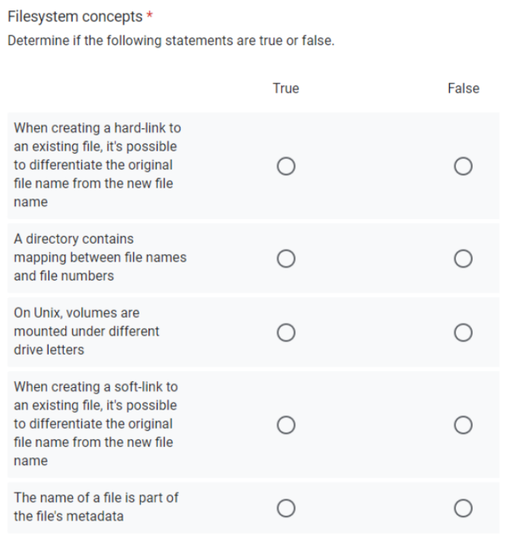 Solved Filesystem concepts * Determine if the following | Chegg.com