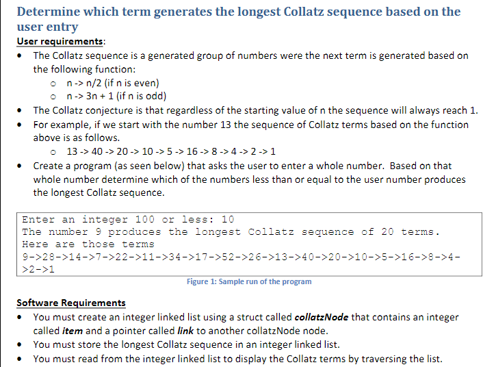 Determine which term generates the longest Collatz | Chegg.com