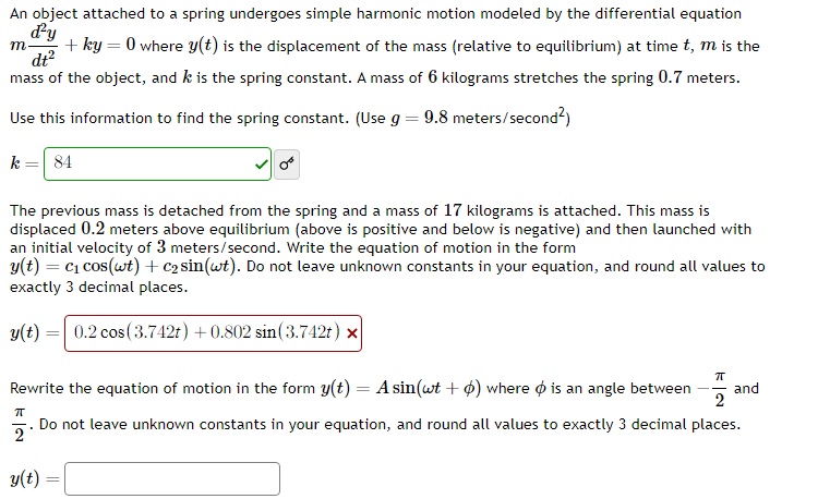 Solved An object attached to a spring undergoes simple | Chegg.com