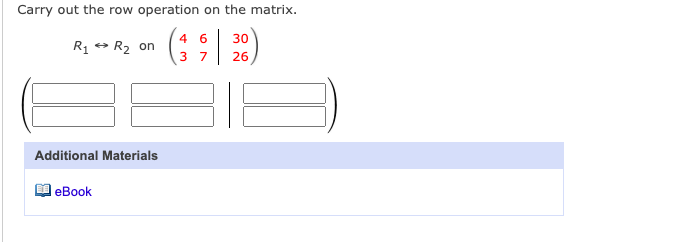 Solved Carry out the row operation on the matrix. R1 + R2 on | Chegg.com