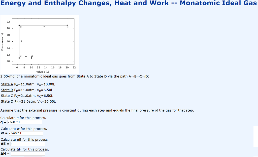 Solved Energy and Enthalpy Changes, Heat and Work -- | Chegg.com