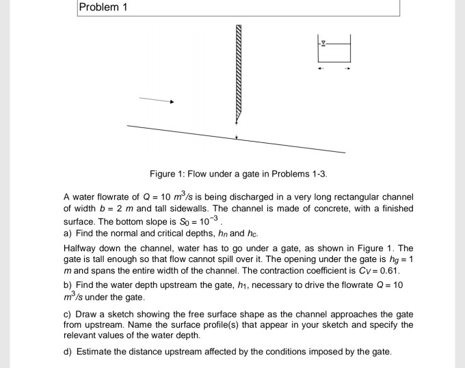 Solved Problem 1 Figure 1: Flow under a gate in Problems | Chegg.com