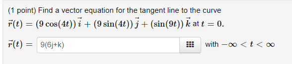 Solved (1 point) The equation r(t)=2(1+t)3/2i+2(1−t)3/2j+7tk | Chegg.com