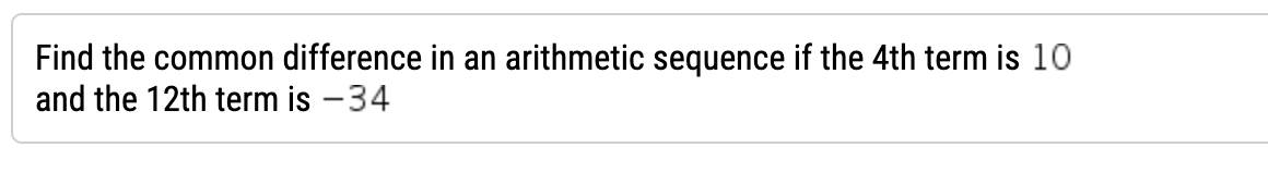 Solved Find the common difference in an arithmetic sequence | Chegg.com