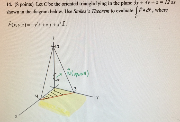 Solved 14. (8 points) Let C be the oriented triangle lying | Chegg.com