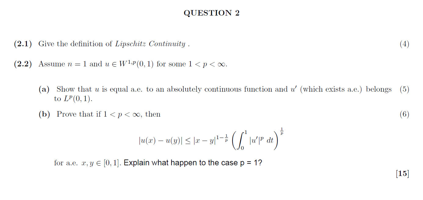 Solved 2 1 Give The Definition Of Lipschitz Continuity