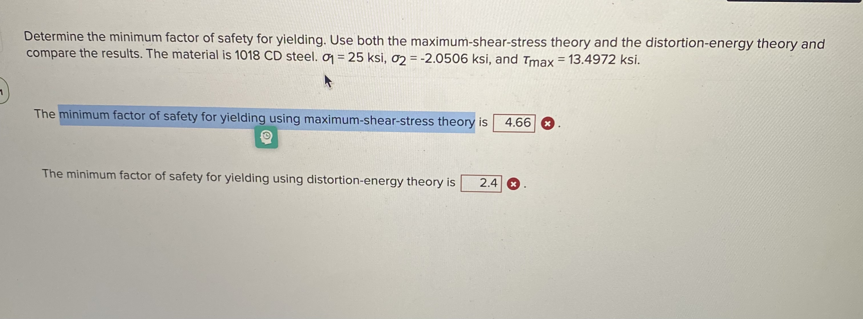 Solved Determine The Minimum Factor Of Safety For Yielding
