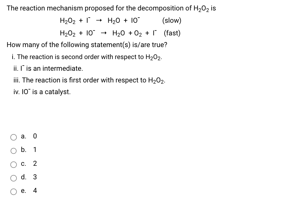 Solved The reaction mechanism proposed for the decomposition | Chegg.com