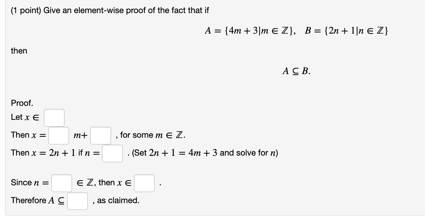 Solved (1 point) Give an element-wise proof of the fact that | Chegg.com