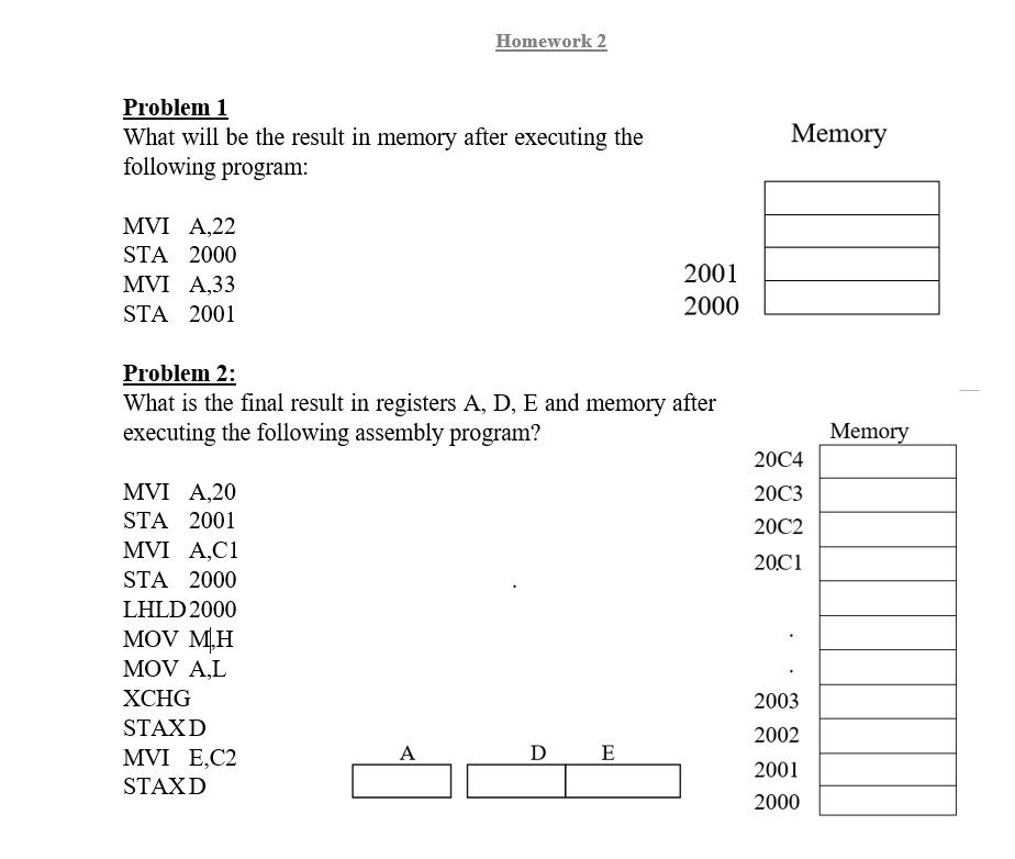 Solved Homework 2 Problem 1 What will be the result in | Chegg.com
