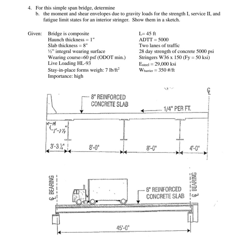 Solved 4. For this simple span bridge, determine b. the | Chegg.com