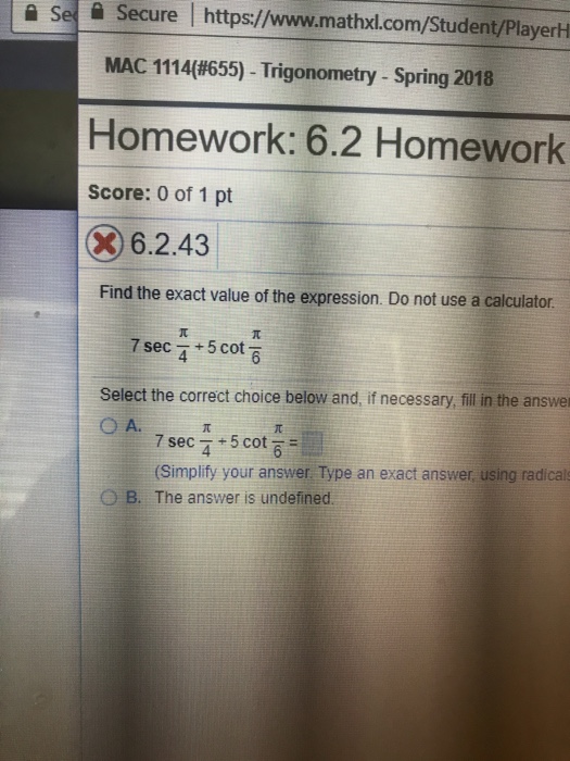 Solved Se( 습 Secure l https://www.mathxl.com/Student/PlayerH | Chegg.com