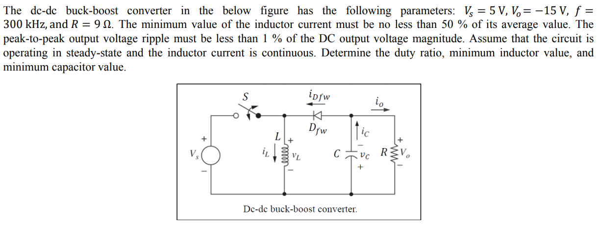 Solved The dc-dc buck-boost converter in the below figure | Chegg.com