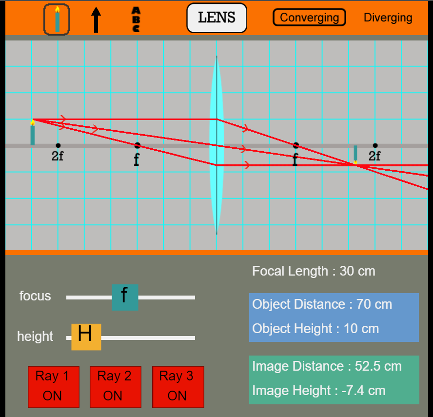 Solved B LENS Converging Diverging 2f f 2f Focal Length: 30 | Chegg.com