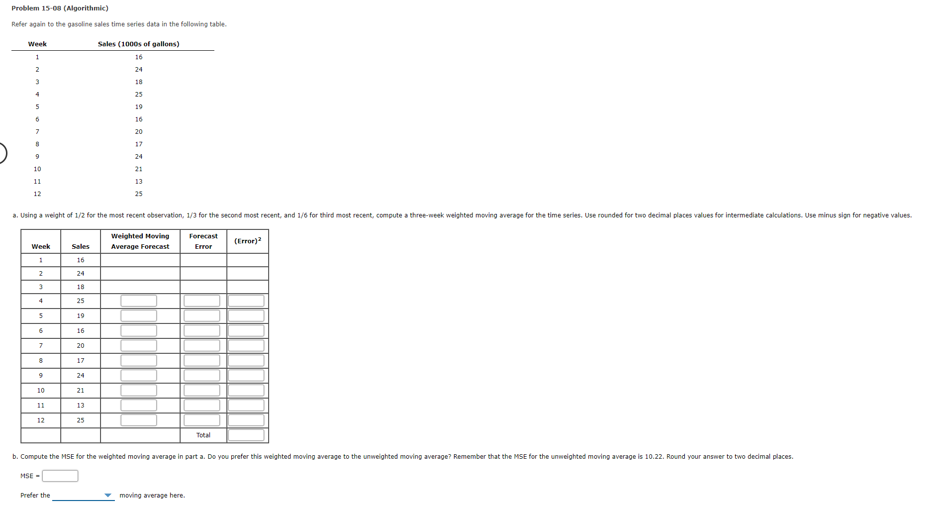 Solved Problem 15-08 (Algorithmic) Refer again to the | Chegg.com