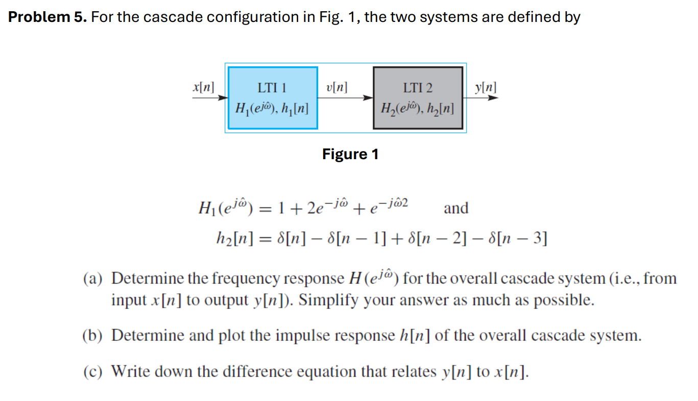 Solved Problem 5. ﻿For the cascade configuration in ﻿Fig. 1, | Chegg.com