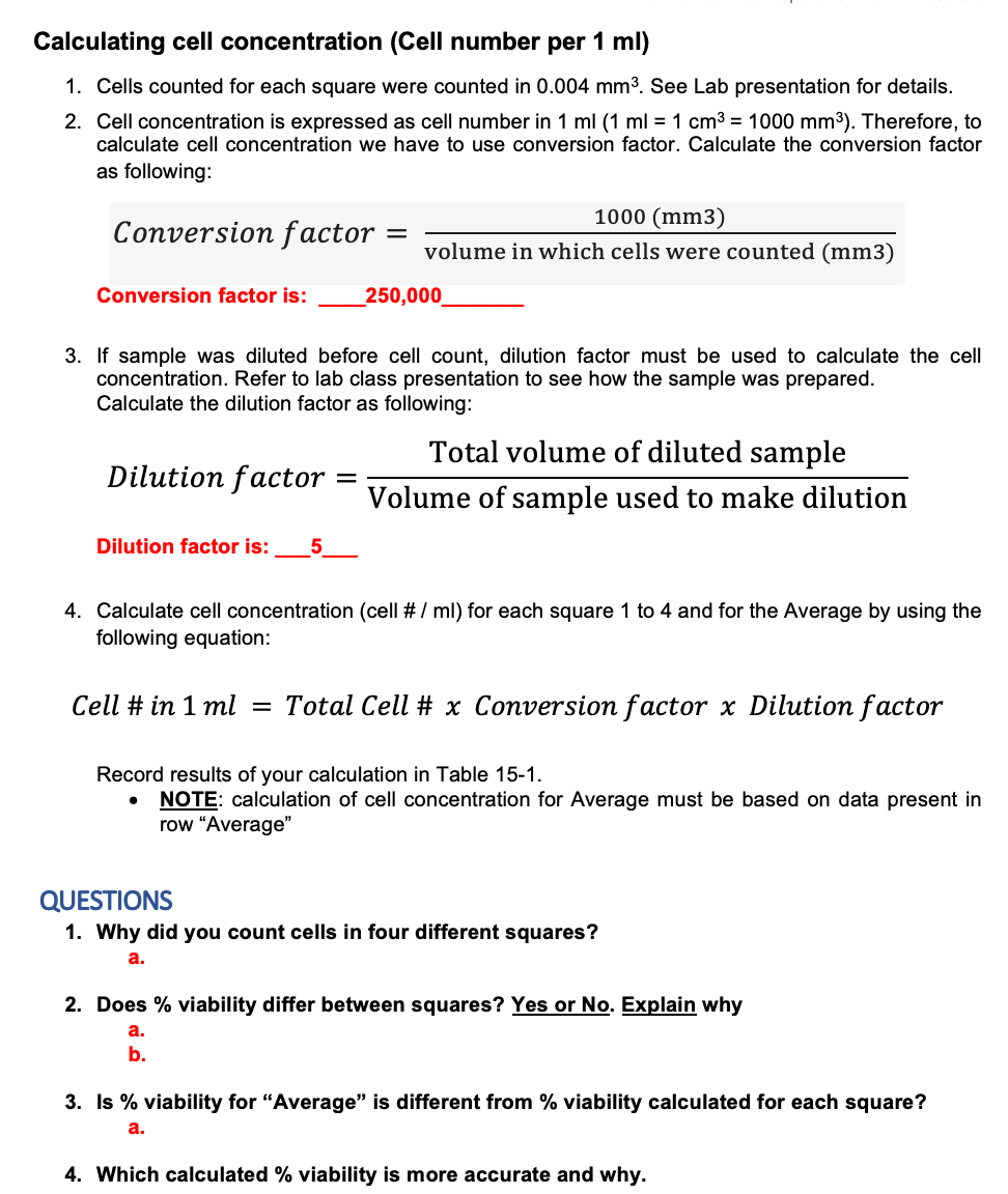 Solved Lab Report 15 RESULTS Fill in the results of cell | Chegg.com