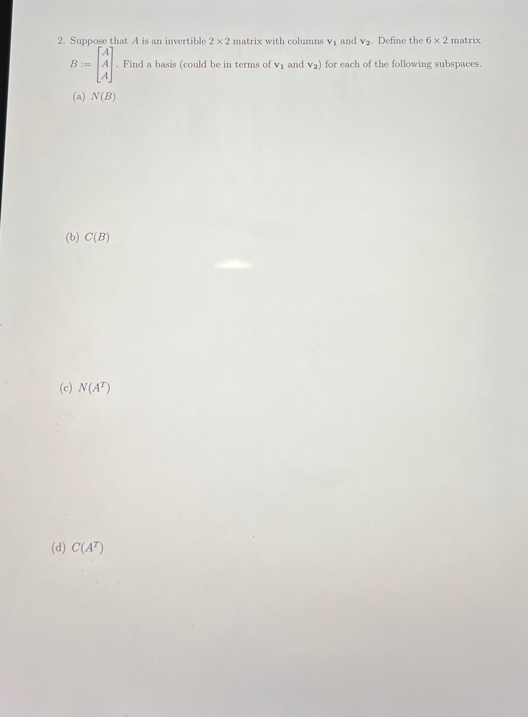Solved Suppose that A ﻿is an invertible 2×2 ﻿matrix with | Chegg.com