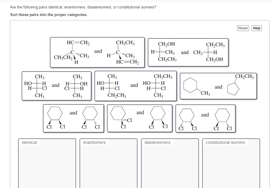 Solved Are the following pairs identical, enantiomers, | Chegg.com