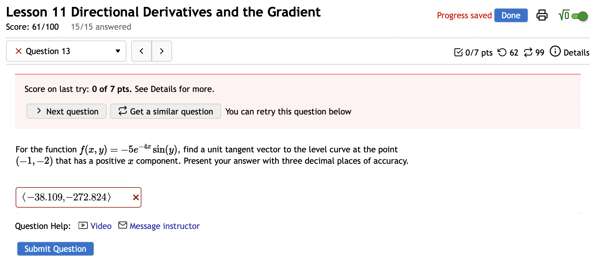 Lesson 11 Directional Derivatives and the Gradient | Chegg.com