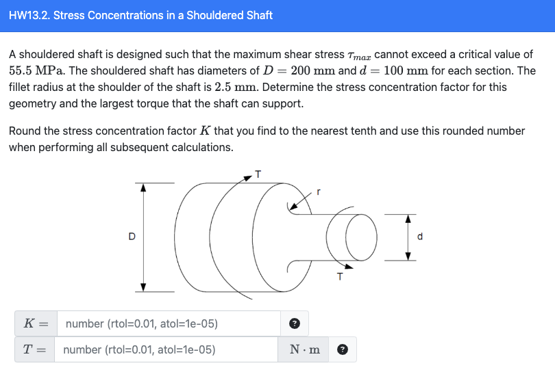 Solved A shouldered shaft is designed such that the maximum | Chegg.com