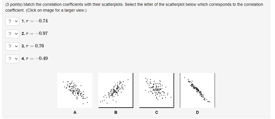 Solved (3 points) Match the correlation coefficients with | Chegg.com