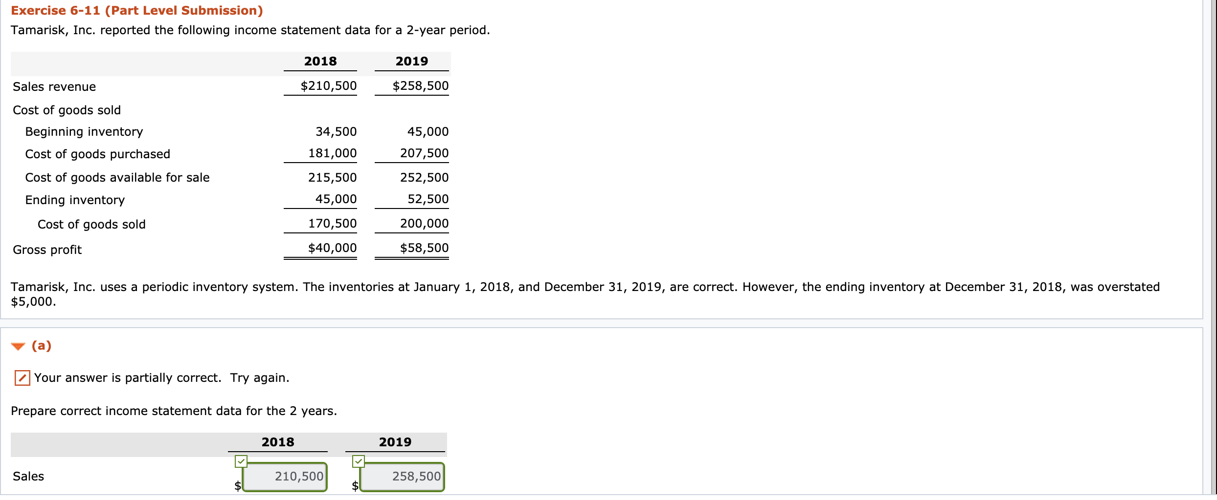 Solved Exercise 6-11 (Part Level Submission) Tamarisk, Inc. | Chegg.com