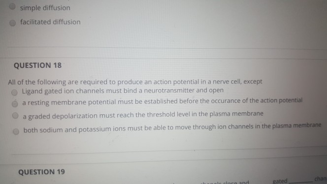 Solved simple diffusion facilitated diffusion QUESTION 18 | Chegg.com